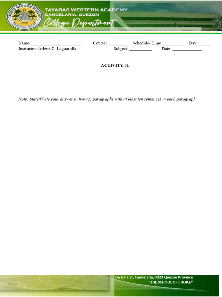 Activity Template | PDF