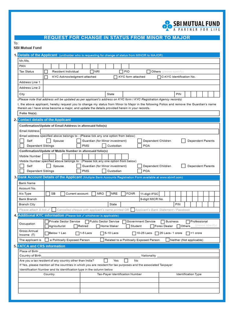 Mam Form For Change in Status From Minor To Major | PDF | Banks ...