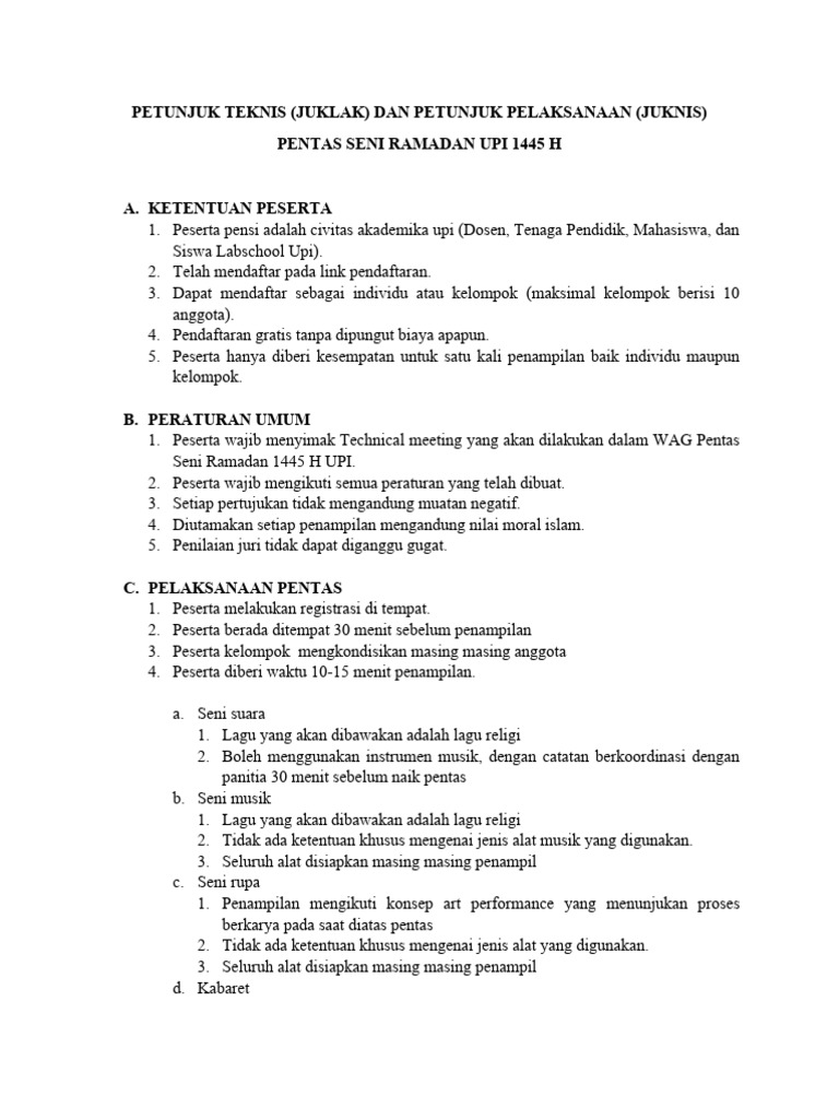 Juklak Juknis Peserta Pensi | PDF