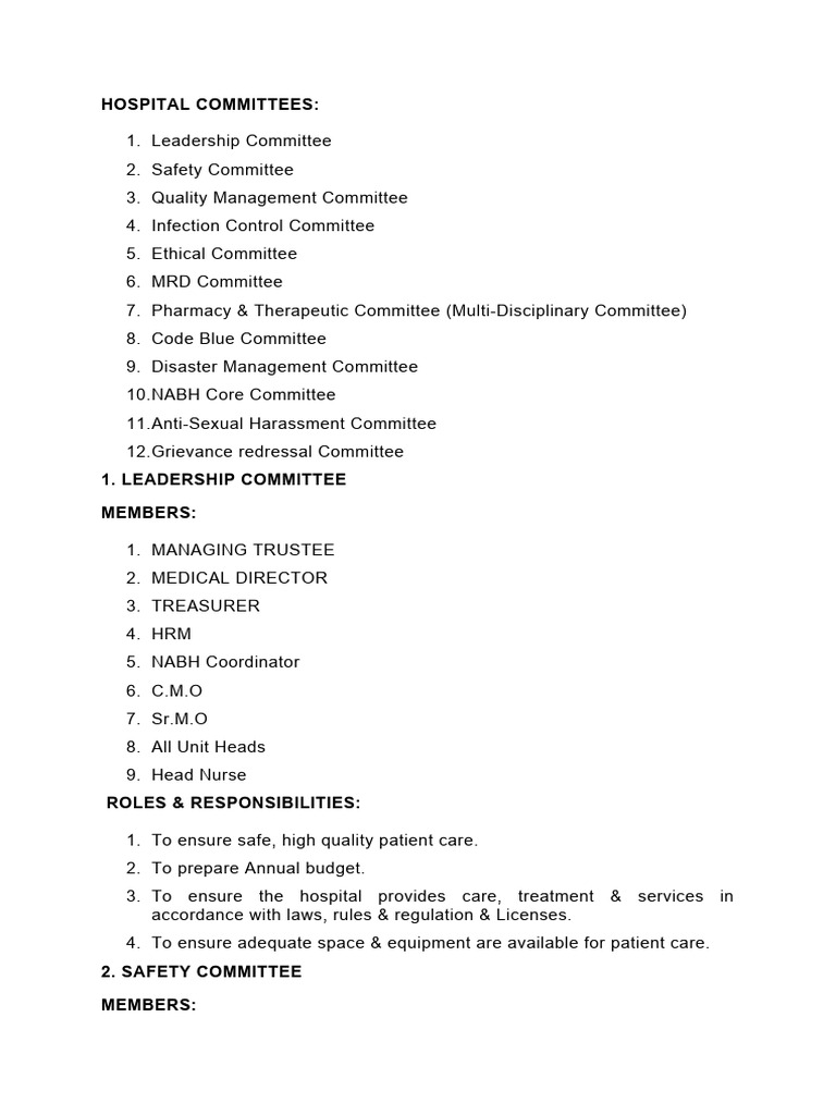 Hospital Committees | Download Free PDF | Pharmacist | Cardiopulmonary ...