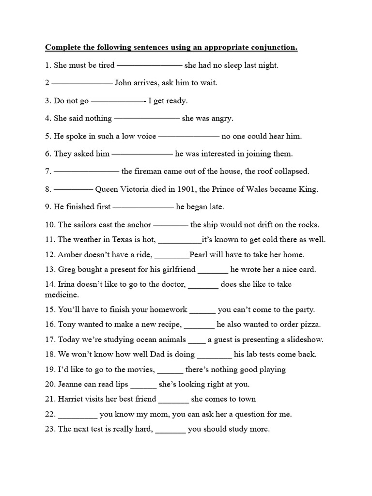 ConjunctionS Worksheet With Ans | PDF | Art