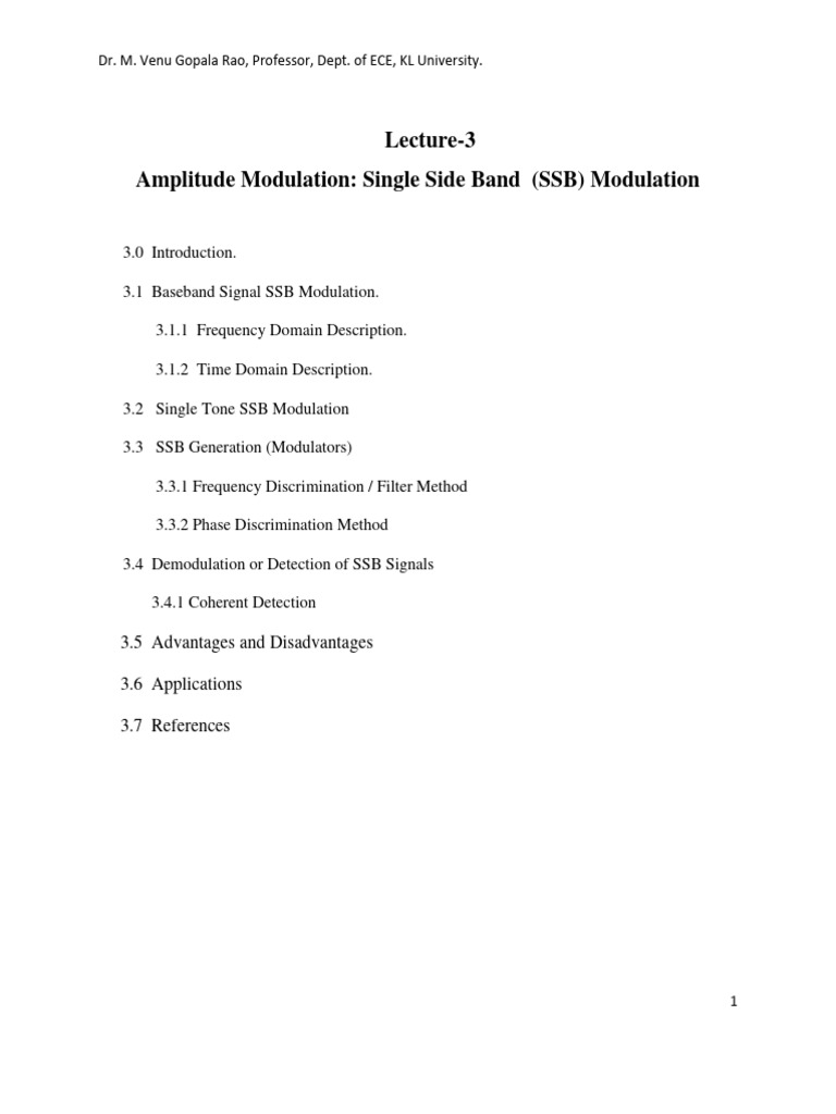 am_ssb | PDF | Modulation | Radio Technology