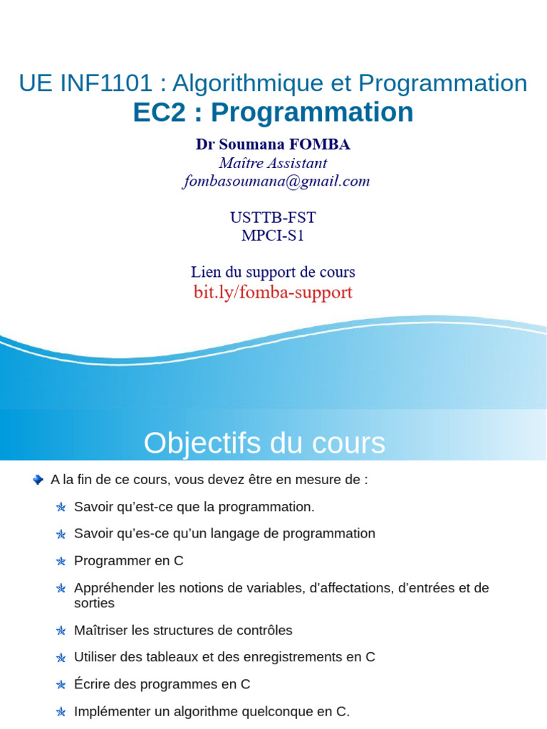 Support Programmation Seance 1 | PDF | Programme informatique ...