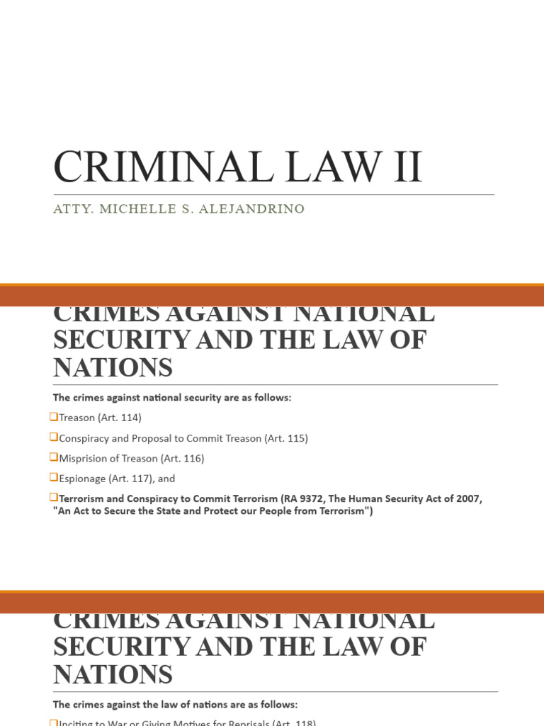Criminal Law 2 Week 1 and 2 | PDF | Treason | Piracy
