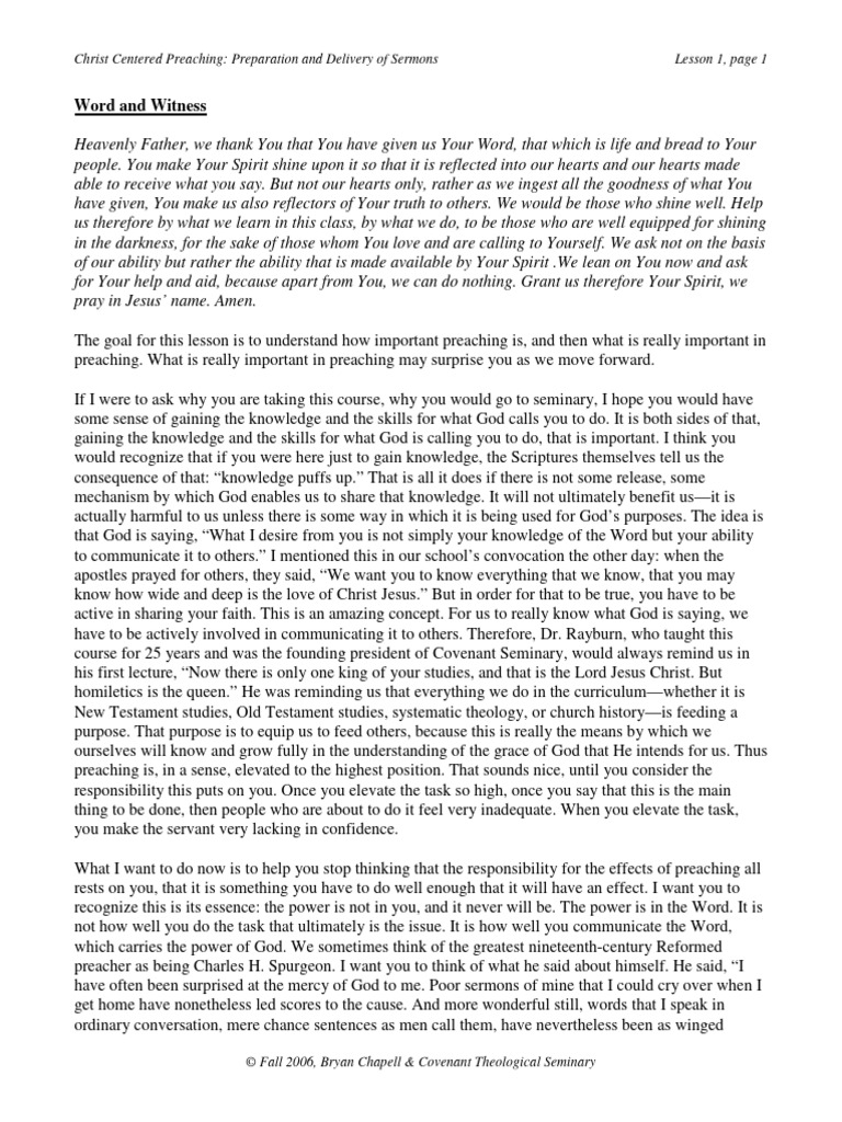 CCP T Lecture 01 | PDF | Sermon | Expository Preaching