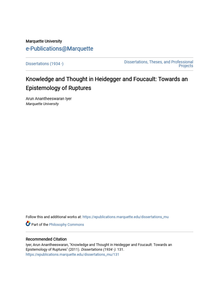 Knowledge and Thought in Heidegger and Foucault_ Towards an ... Knowledge and Thought in Heidegger and Foucault_ Towards an ...