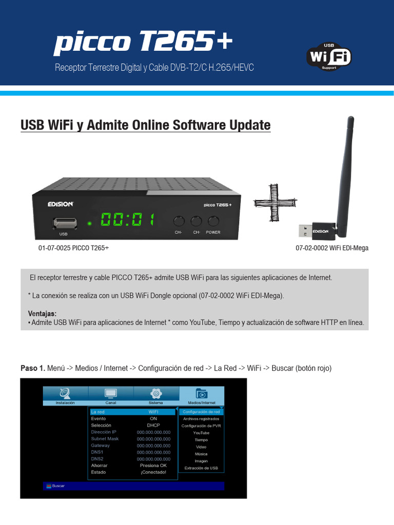 MANUAL WiFi Support EDISION Picco T265+ ES | PDF