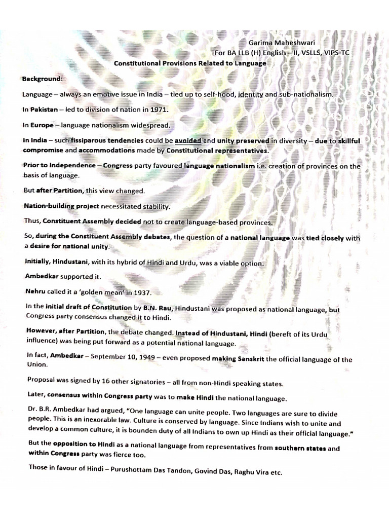 Constitutional Provisions Related To Language | PDF