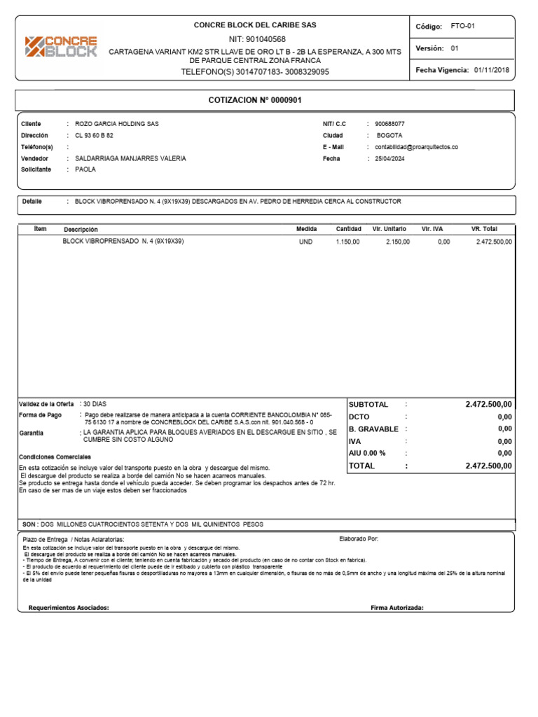 901 Rozo Garcia Holding Sas | PDF