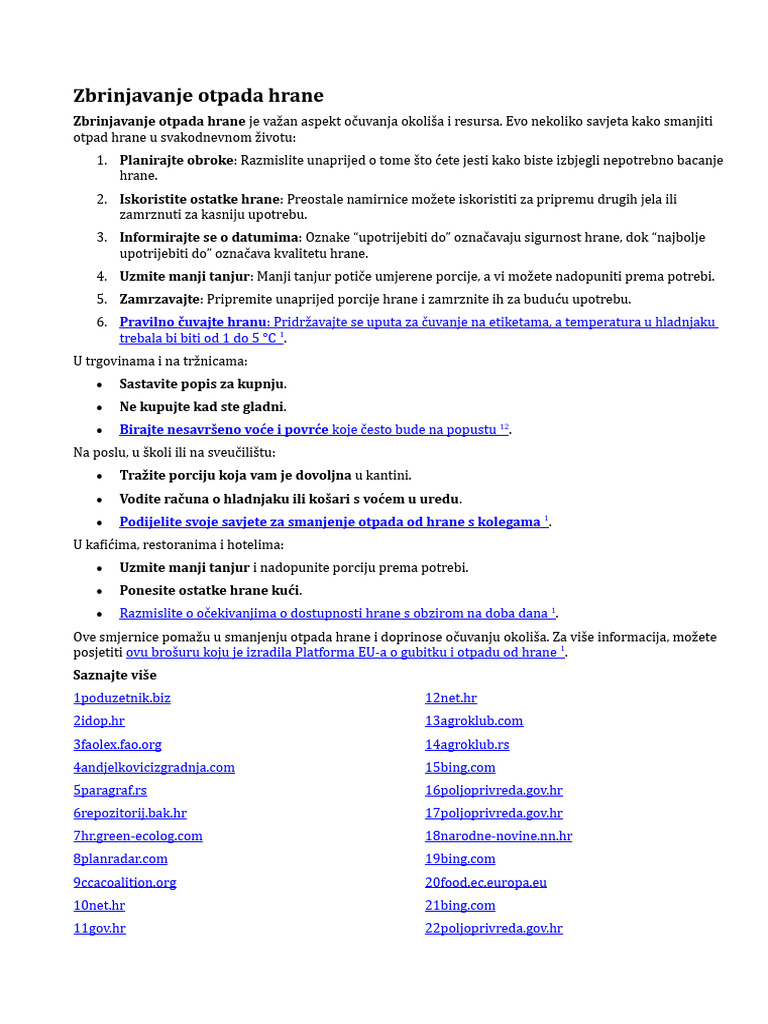 Zbrinjavanje Otpada Hrane | PDF