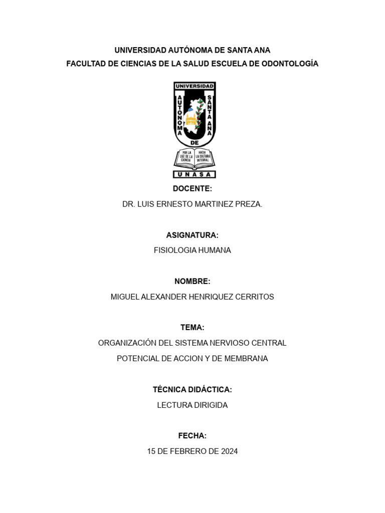 Universidad Autónoma de Santa An1 | PDF | Potencial de acción | Neurona