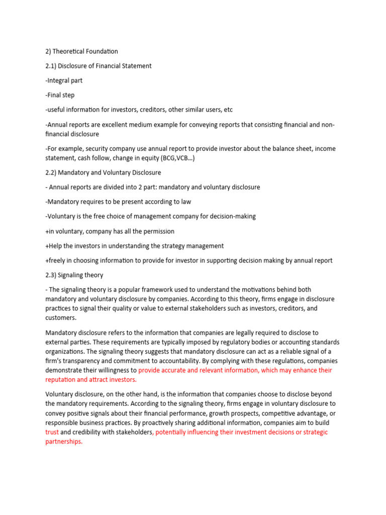 Mandatory and Voluntary Disclosure On Annual Report | PDF | Investing ...