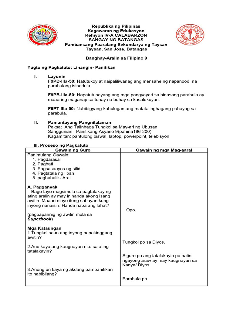 LP PARABULA Panitikan | PDF