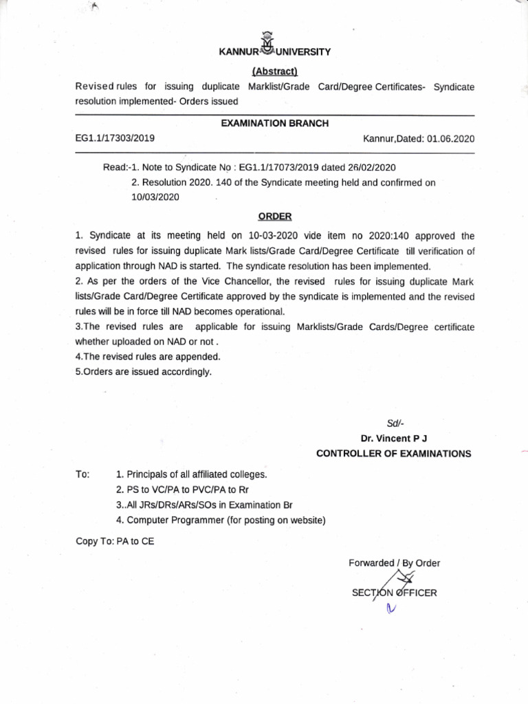 Revised Rules and Application Form for Issuing Duplicate MarklistGrade ...