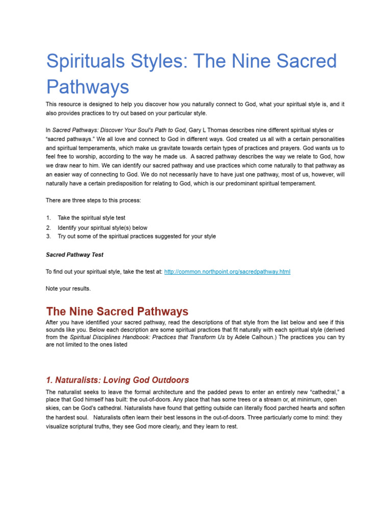 9 Sacred Pathways Explained | PDF | Eucharist | Prayer