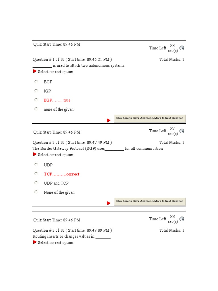A 10 Question Networking Quiz Covering Topics Such As BGP, IGP, EGP ...