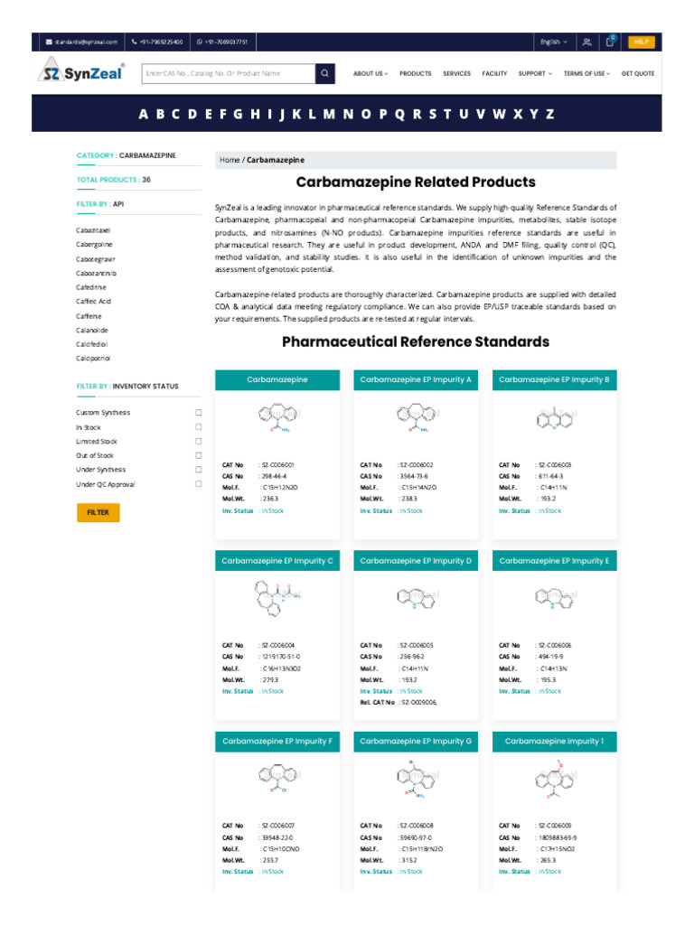 SynZeal Research: Renowned Manufacturer of Carbamazepine Pharmaceutical ...