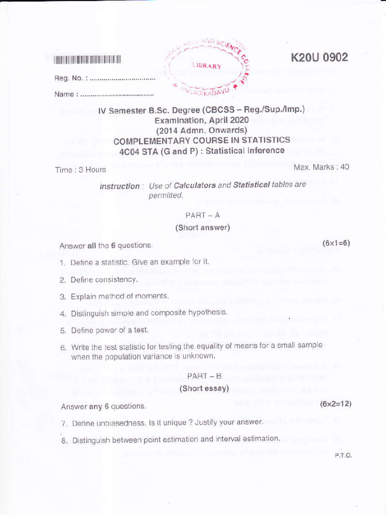 BSC Psychology IV Apr2020 Statistical Inference | Download Free PDF ...