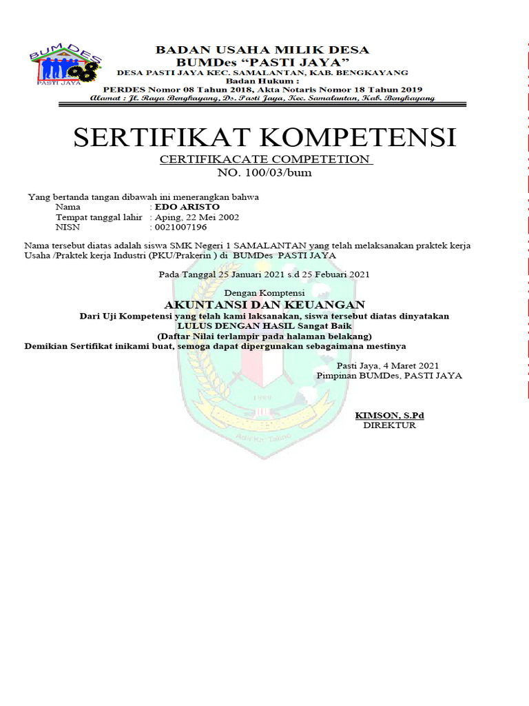 Sertifikat SMK | PDF