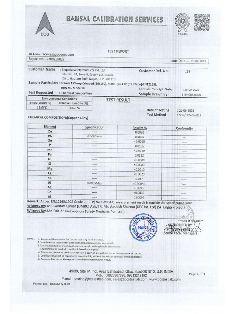 ETP Copper Old Test Report | PDF