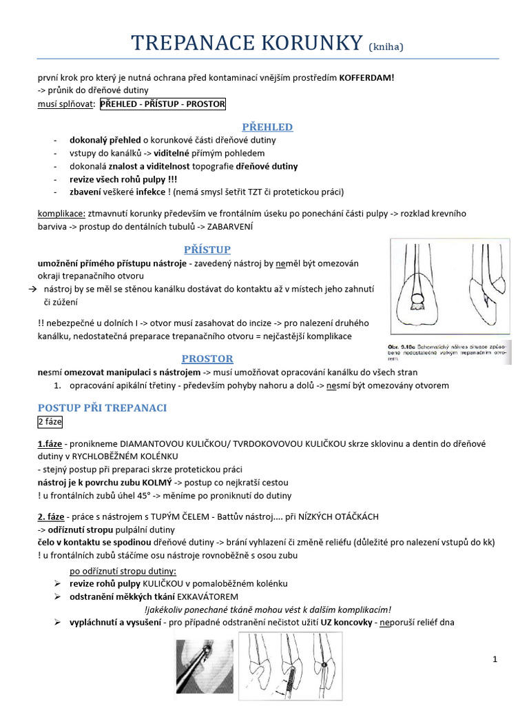 Endodoncie 7 Trepanace Korunky | PDF