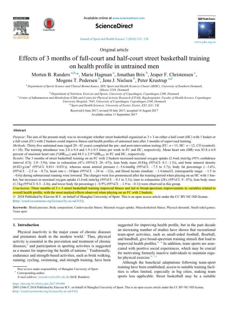 Randers Et Al - 2018 - Effects of Street Basketball Training On Health ...