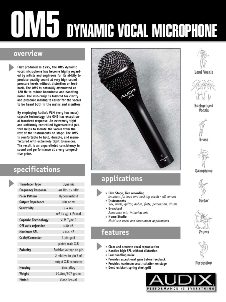 OM5 Dynamic Vocal Microphone Overview | PDF | Microphone | Recording