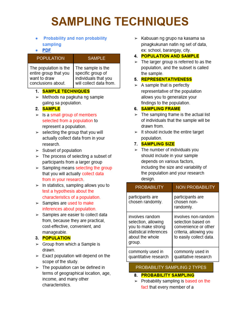 Sampling and Sampling Techniques | PDF | Sampling (Statistics) | Evidence Sampling and Sampling Techniques | PDF | Sampling (Statistics) | Evidence