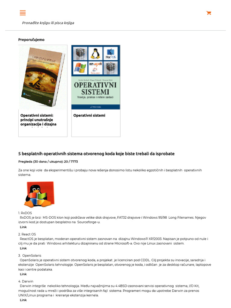 Savet - 5 Besplatnih Operativnih Sistema Otvorenog Koda Koje Biste ...