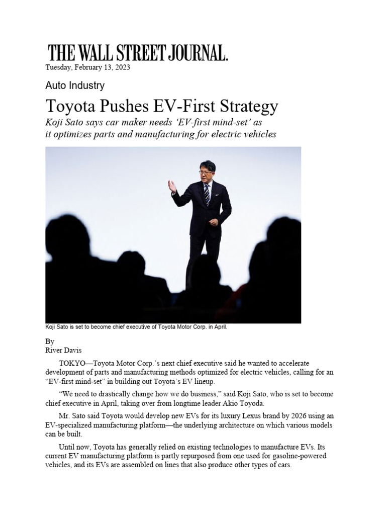 Toyota Pushes EV First Strategy | PDF | Toyota | Hybrid Electric Vehicle