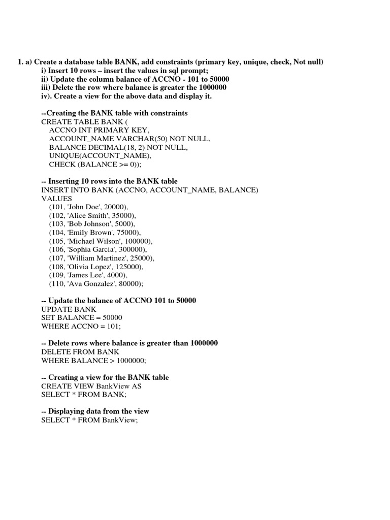 LAB Set Questions Rdbms | PDF | Relational Database | Databases