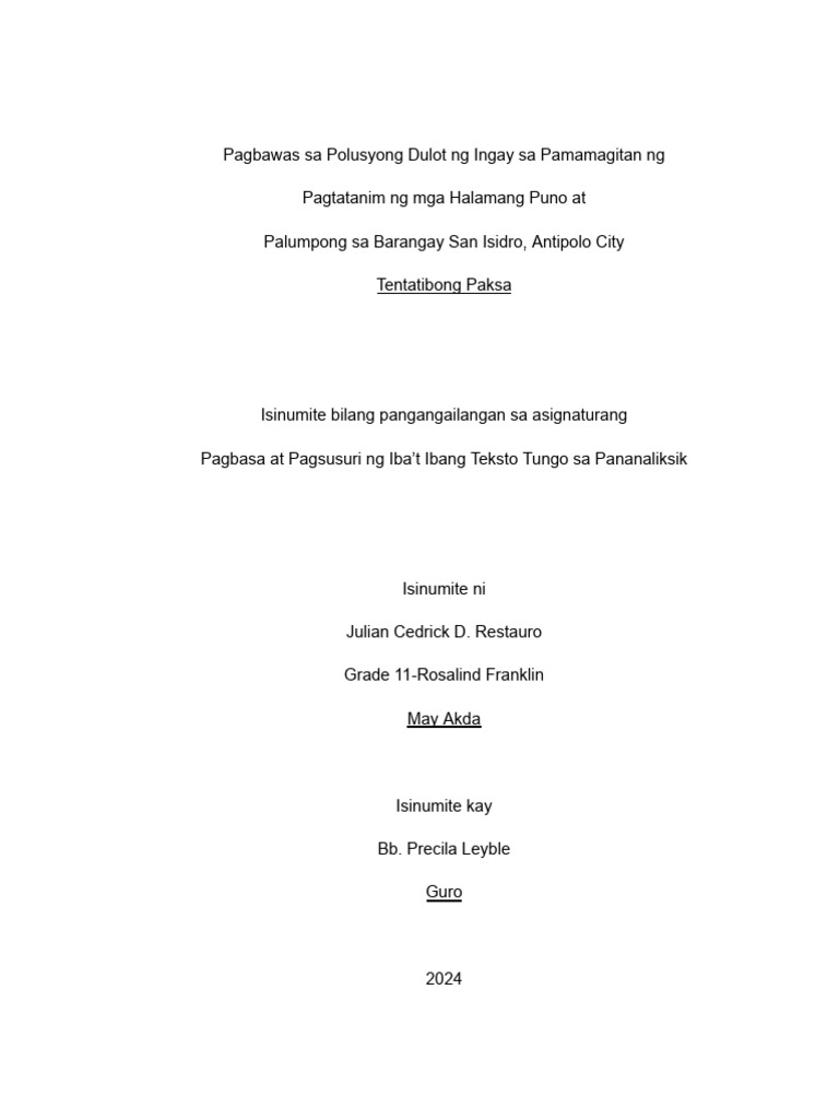 Pagbasa at Pagsusuri - Konseptong Papel | PDF