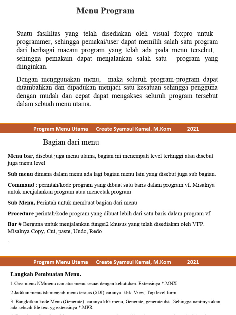 Panduan Membuat Menu di Visual FoxPro | PDF | Komputer