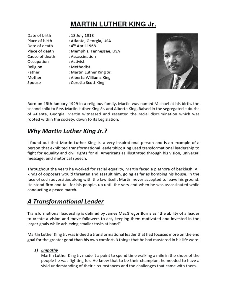 Martin Luther King Jr | PDF | Martin Luther King Jr. | Nonviolence
