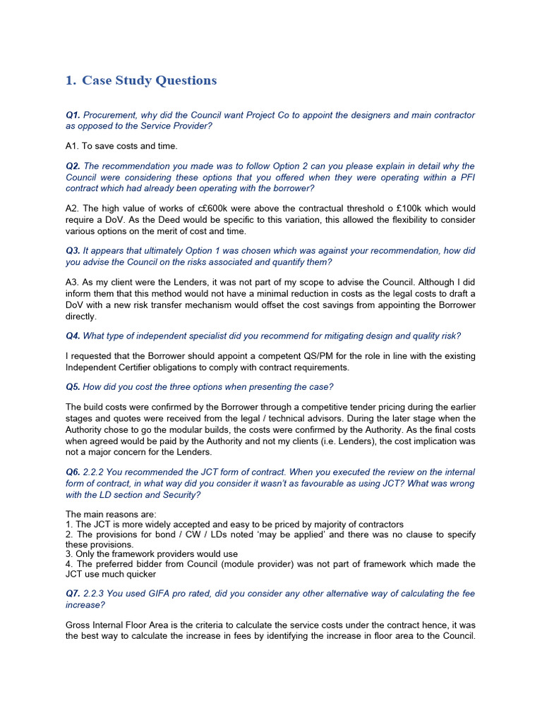 Case Study Preparation With Potential Q&A | PDF | Risk | Business