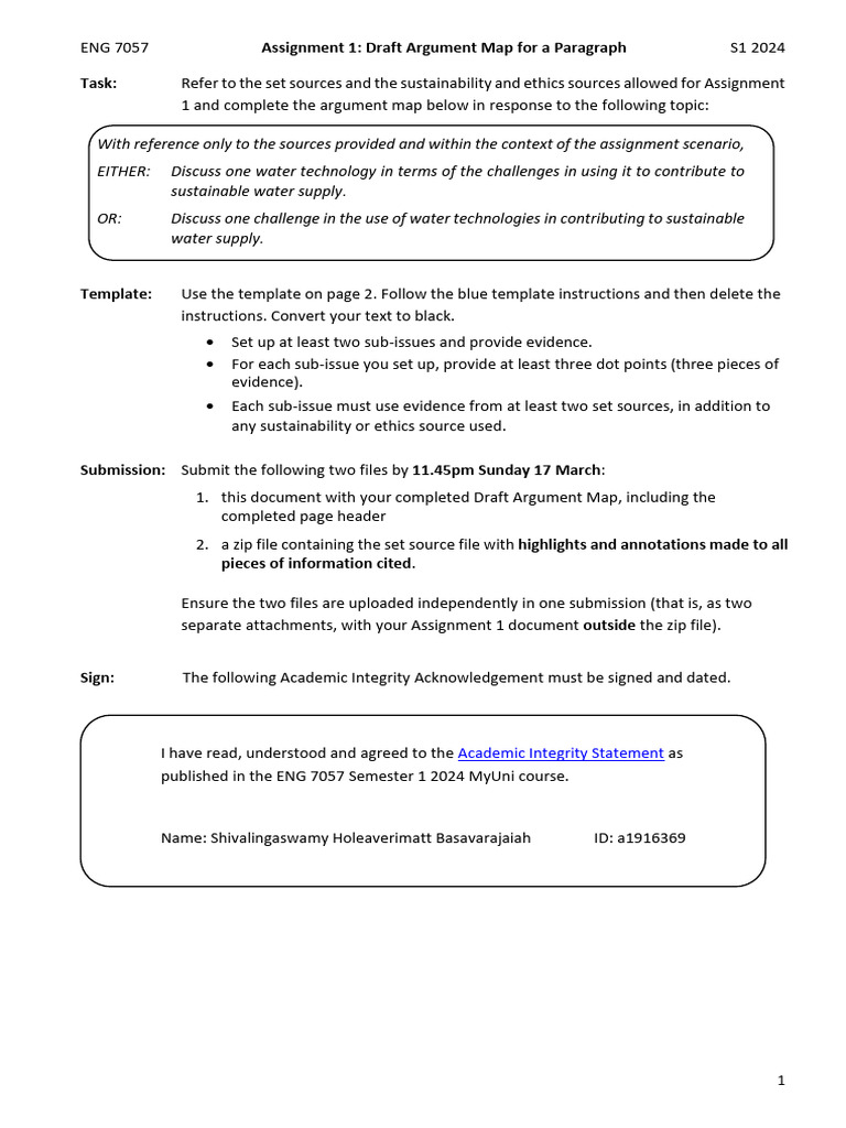 Annotated Assignment 1 Draft Argument Map V2 Pdf Reclaimed Water 8514