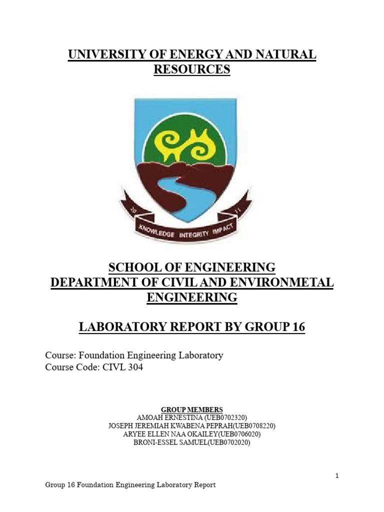 Group 16 Foundation Engineering Lab. Report[1] | PDF | Strength Of ...
