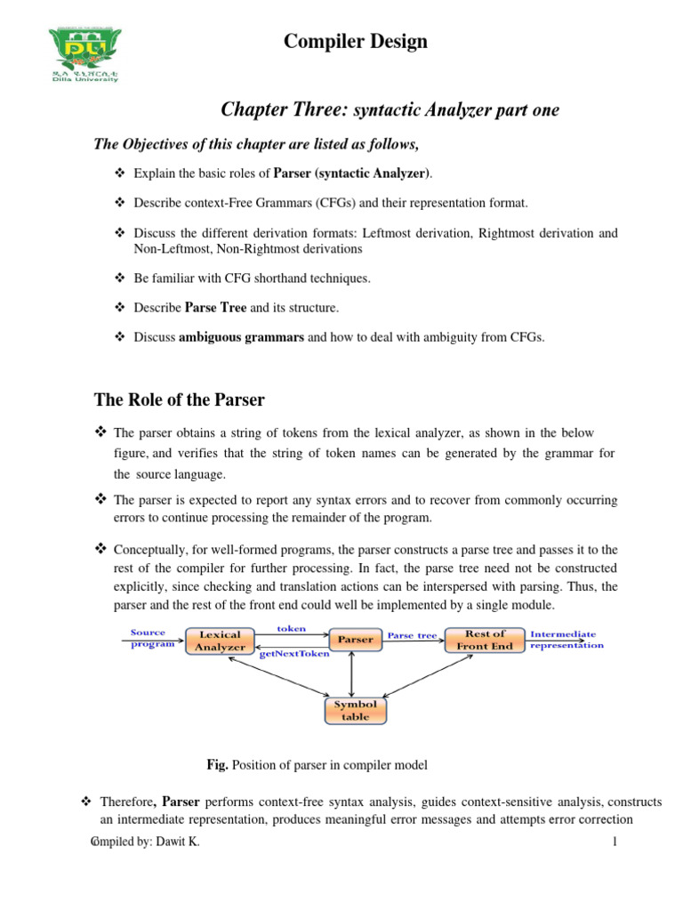 Chapter 3- Syntax Analysis Part One (1) | PDF | Parsing | Computer Programming