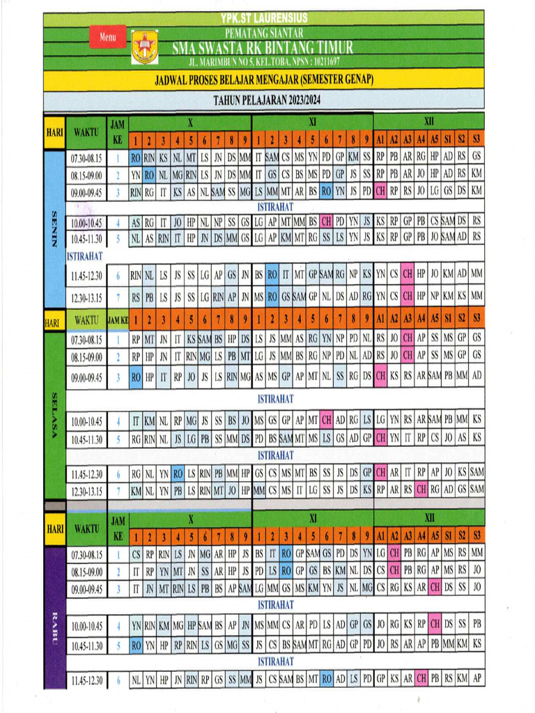 Roster Mengajar Semester Genap TP 2023-2024 | PDF