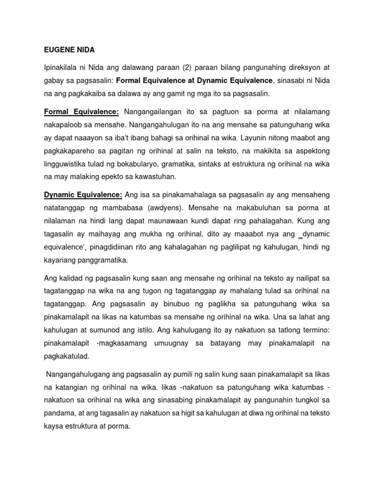 Teorya Sa Pagsasalin | PDF