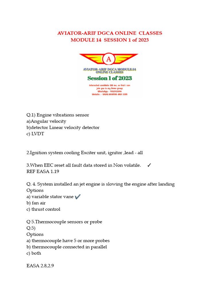 DGCA Online Classes: Module 14 Session 1 | PDF | Engines | Horsepower