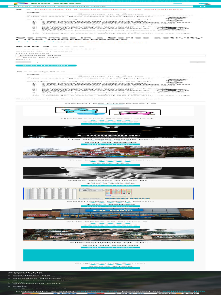 Commas in A Series Activity Live Worksheets - Online Store | PDF