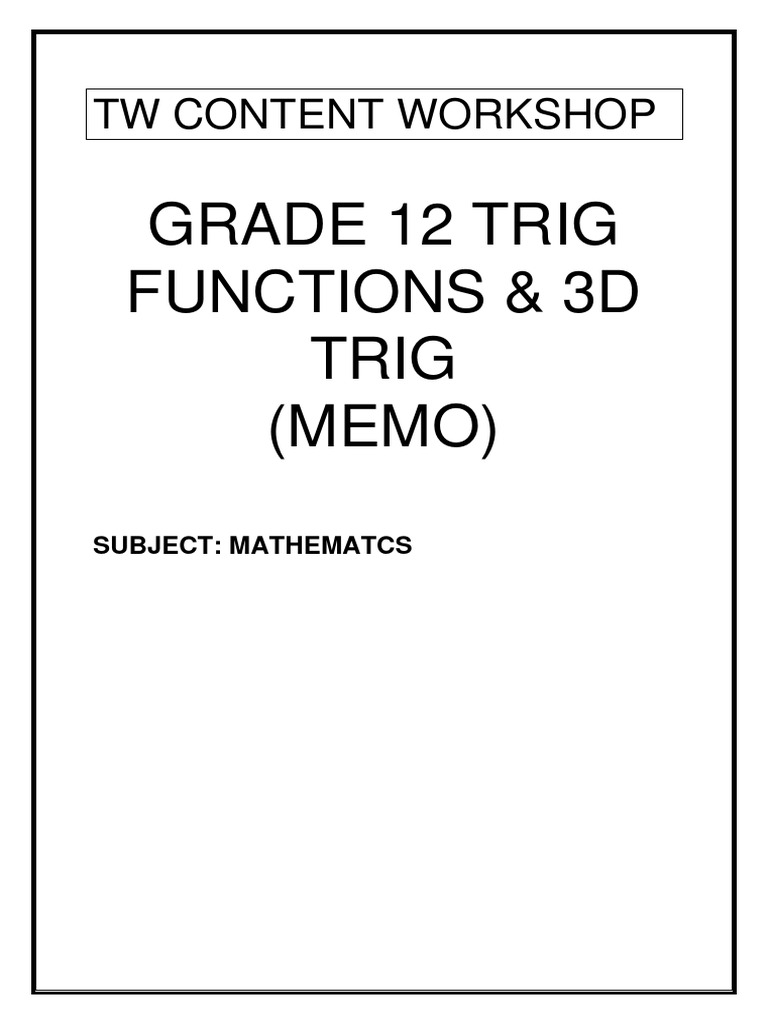 Trig Functions & 3D Trig Memo | PDF