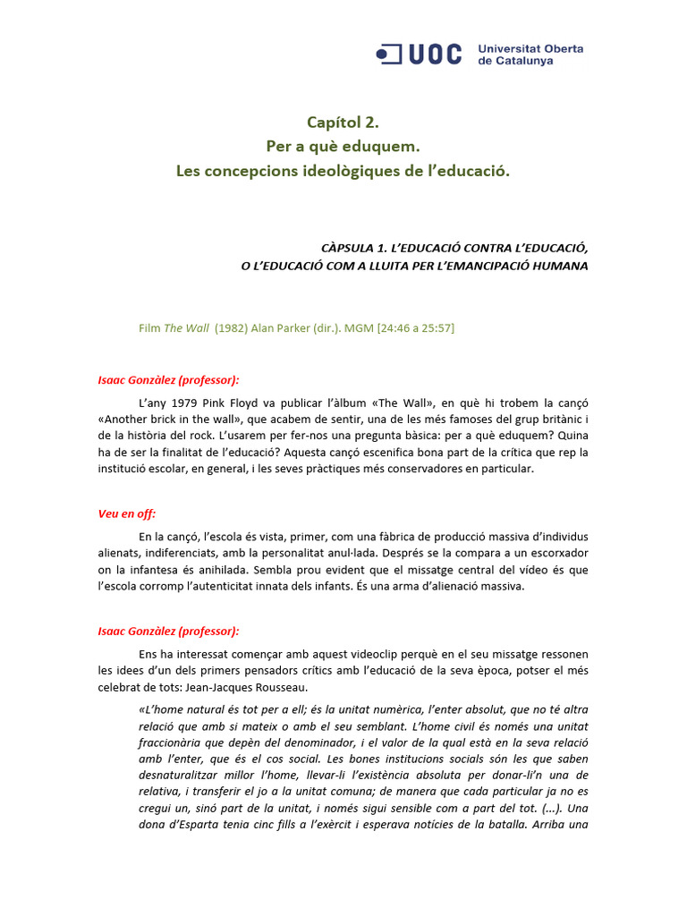 CAP - 2 - Perquè Eduquem (Transcripció Video) VIST | PDF