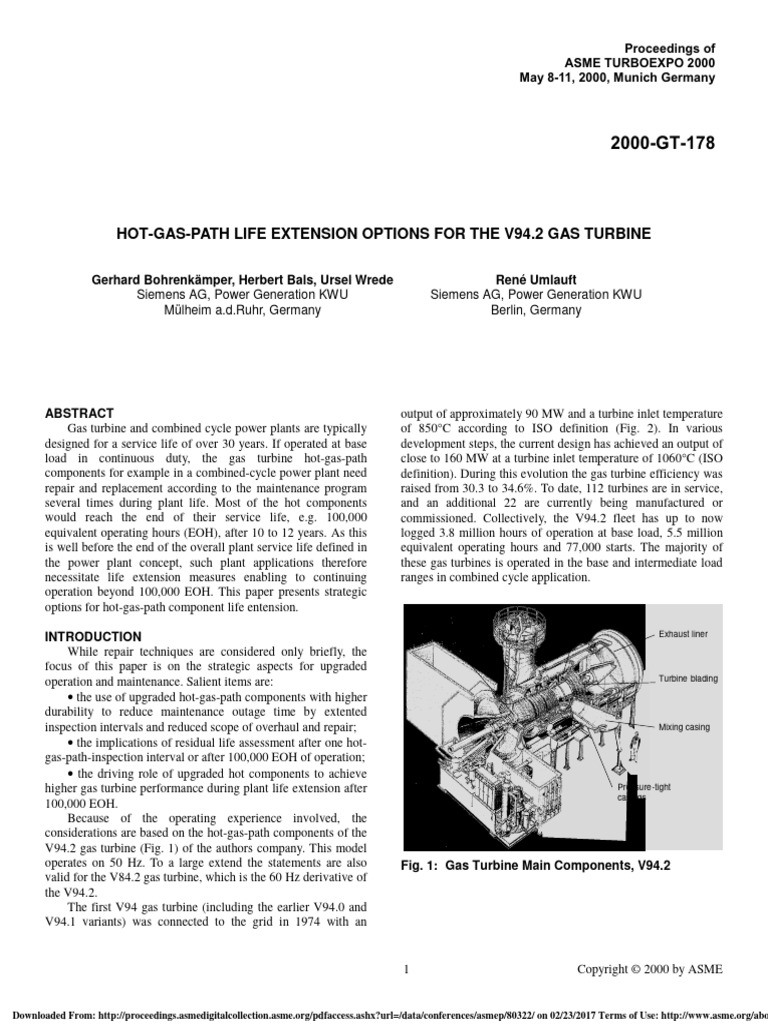 10.1115@2000-gt-0178 | PDF | Fatigue (Material) | Gas Turbine