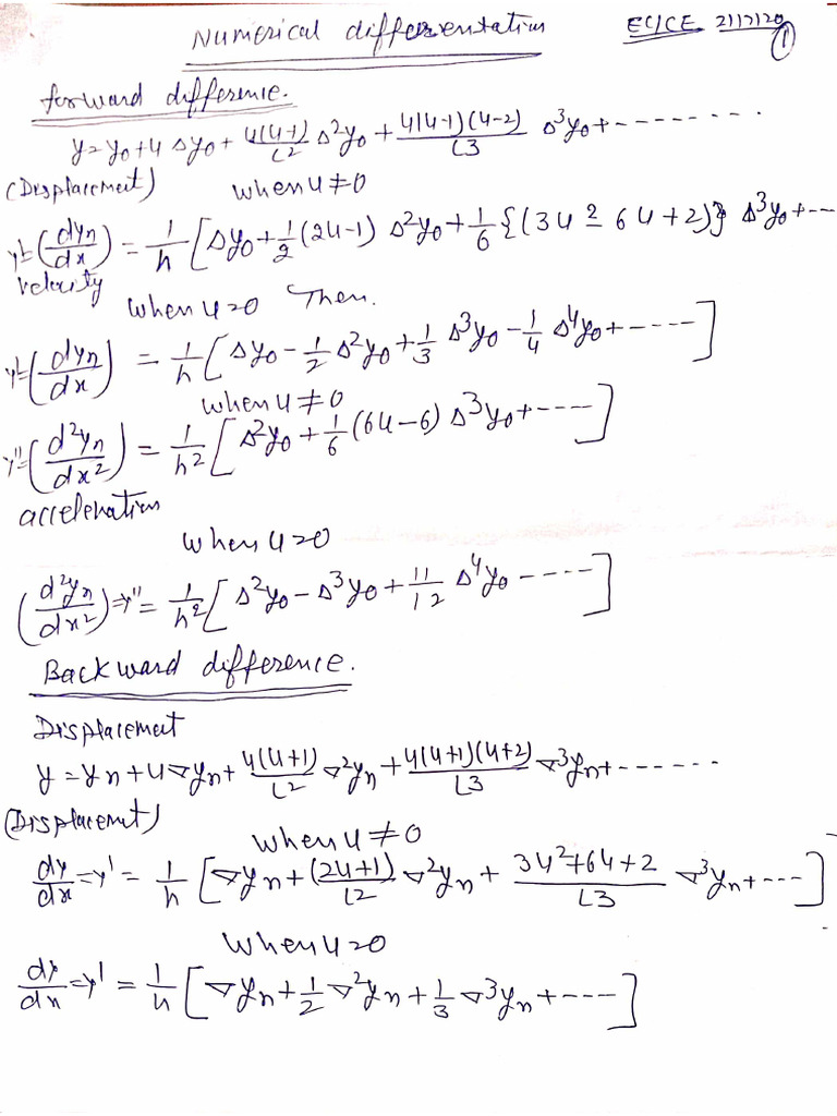 Numerical Differentiation | PDF