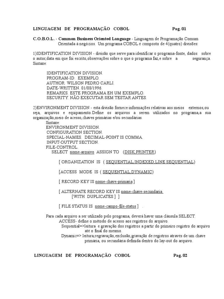 Apostila Cobol | PDF | Byte | Tecnologia digital