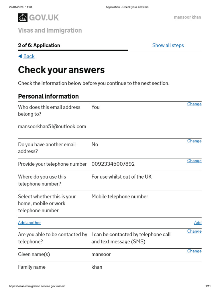 Application - Check your answers | PDF | Travel Visa | Justice