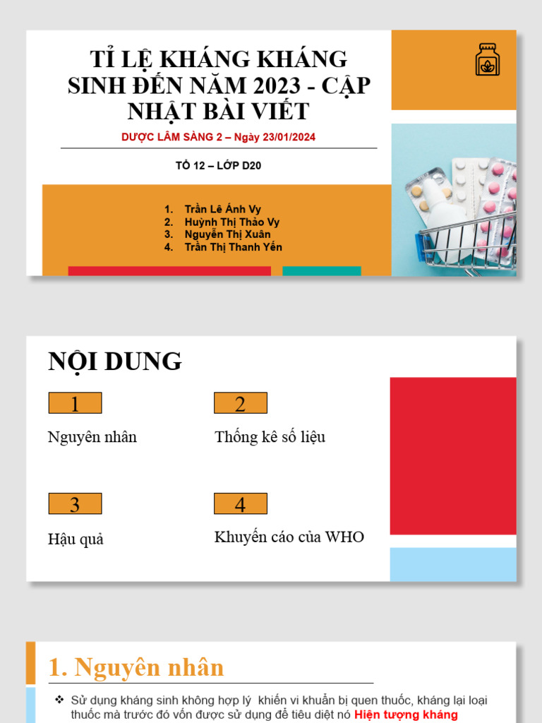 Tỉ lệ kháng kháng sinh đến năm 2023 và cập nhật bài viết DLS2 | PDF