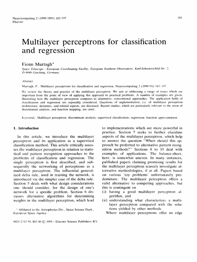 1991 Multilayer Perceptrons | PDF | Computational Science | Applied Mathematics